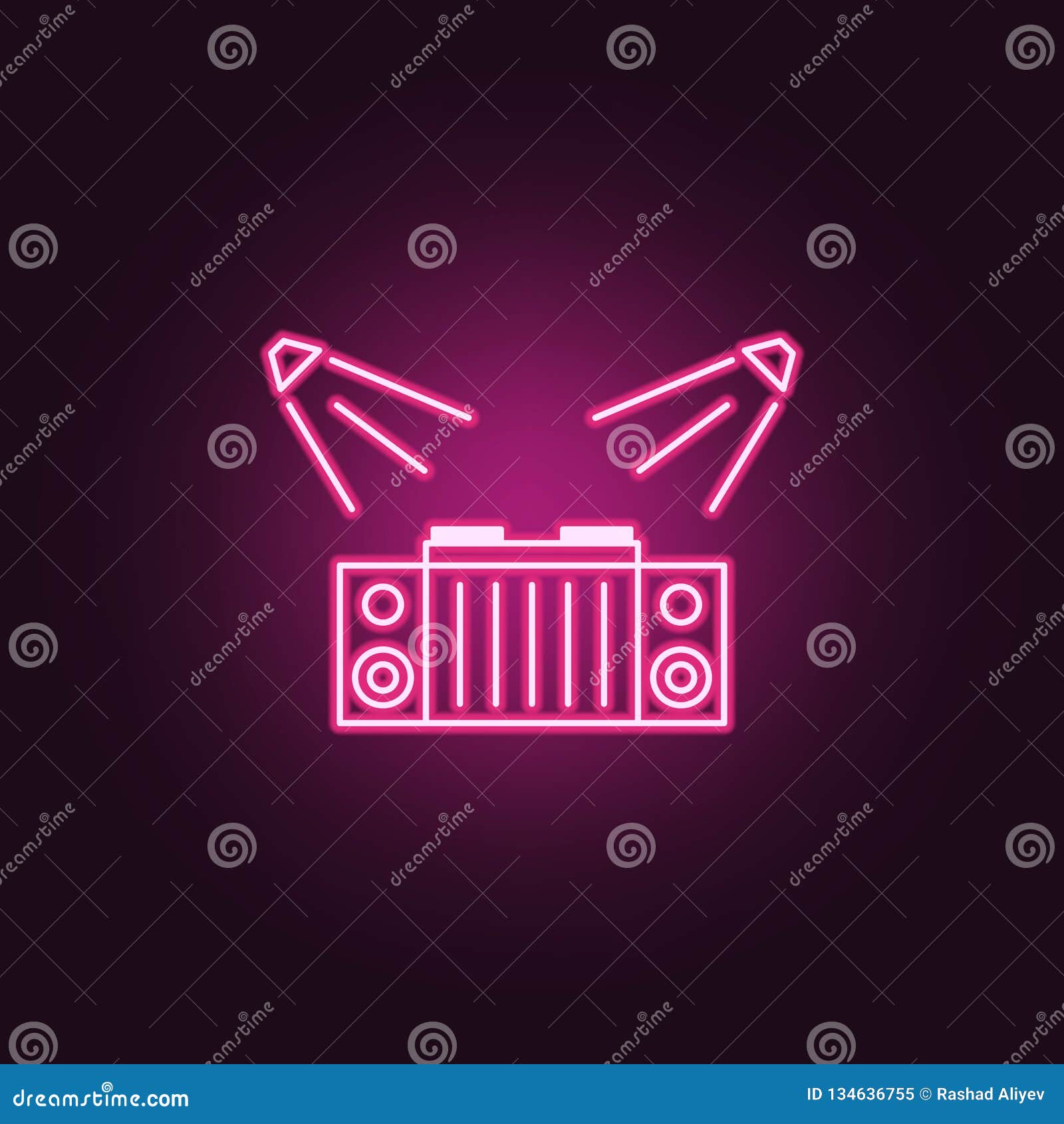 Dj Table Icon. Elements of Spotlight Stage in Neon Style Icons Stock ...