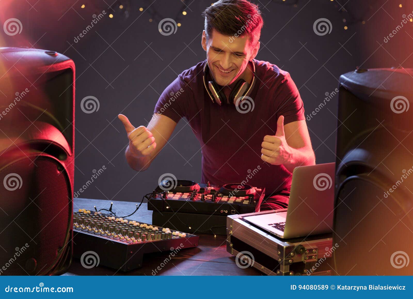 Dj with thumbs up stock image. Image of loudness, electronic - 94080589