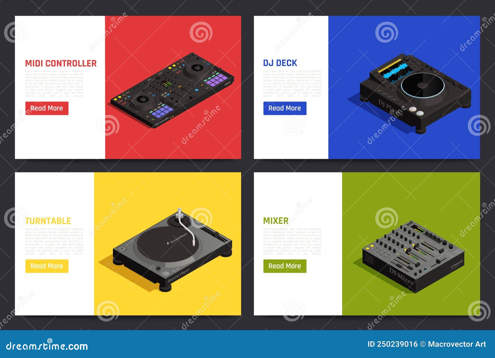 DJ Tools Isometric Set stock vector. Illustration of composition ...