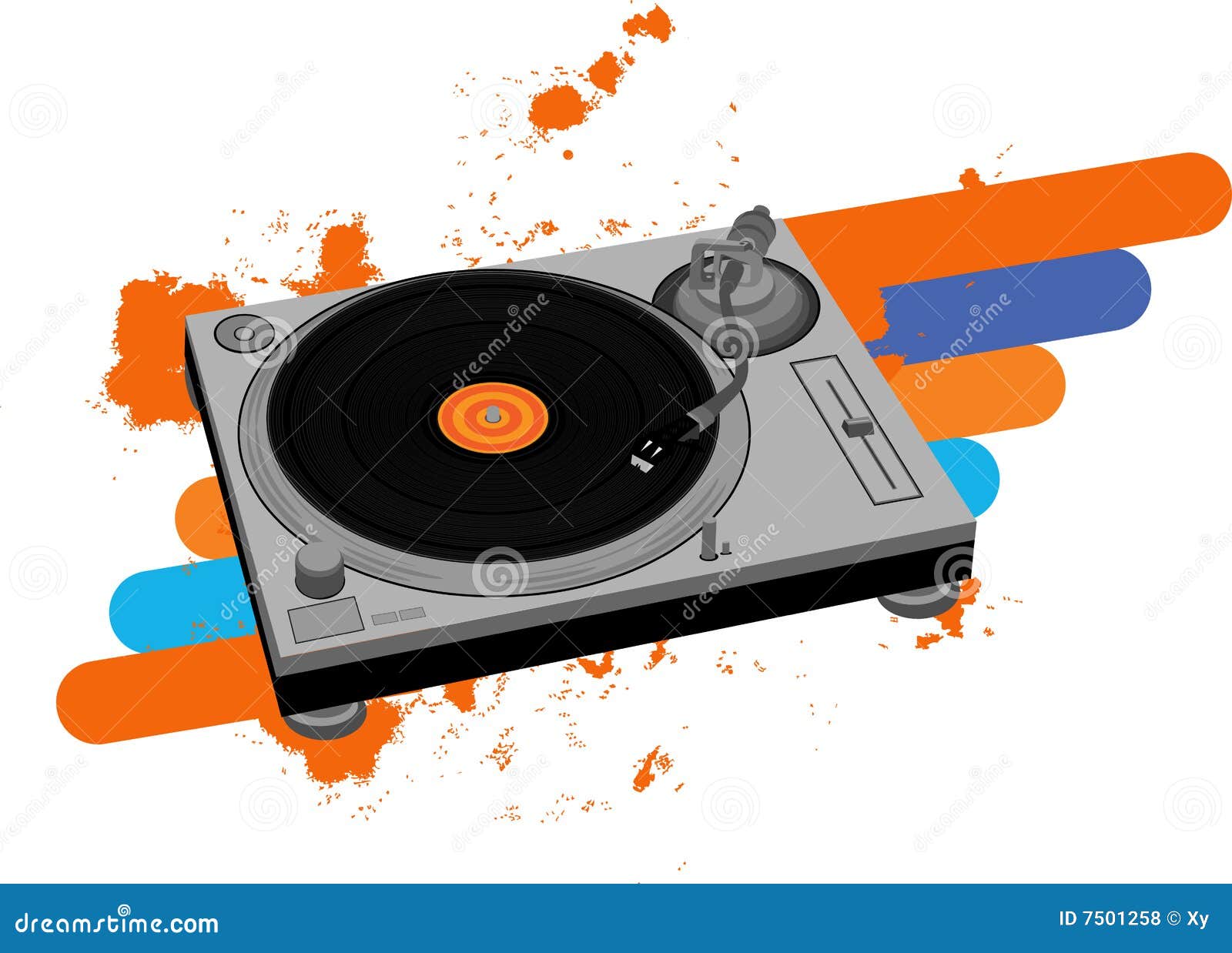 DJ Turntable stock vector. Illustration of spinning, sound - 7501258