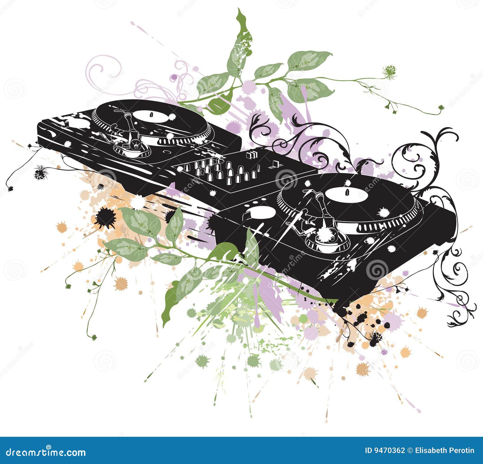 DJ turntable stock vector. Illustration of music, turntable - 9470362