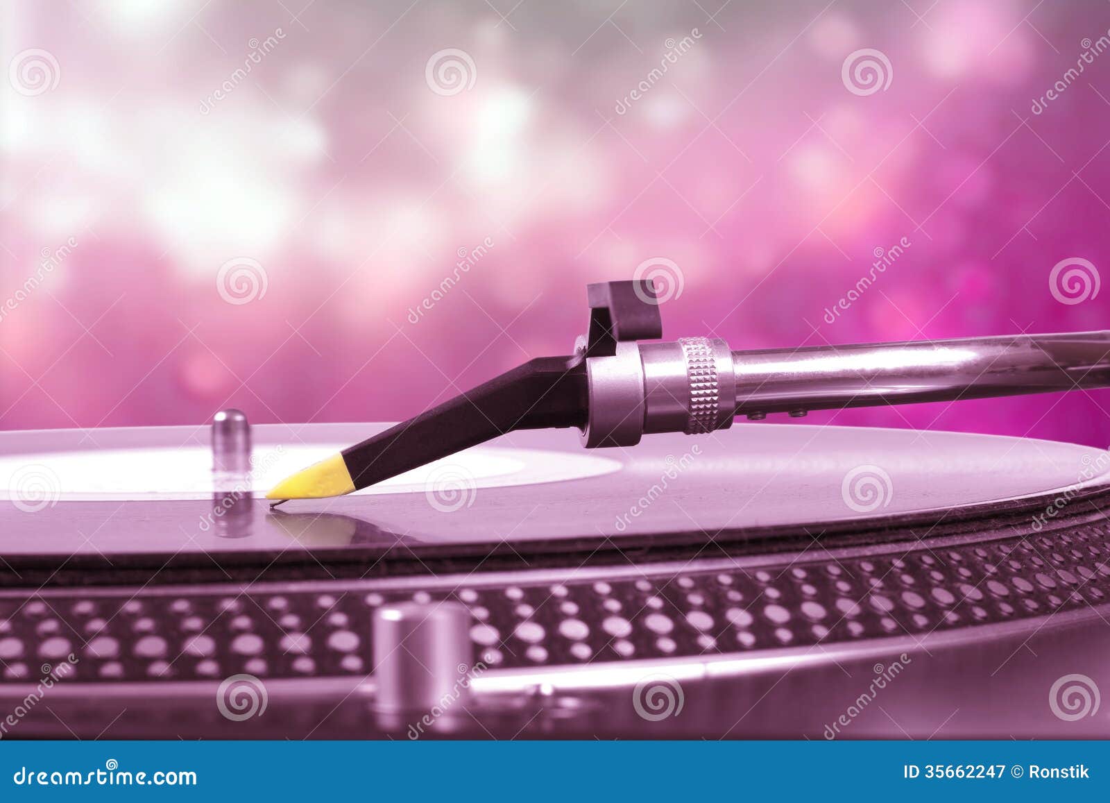 Dj Turntable with Pink Bokeh Background Stock Image - Image of disk ...