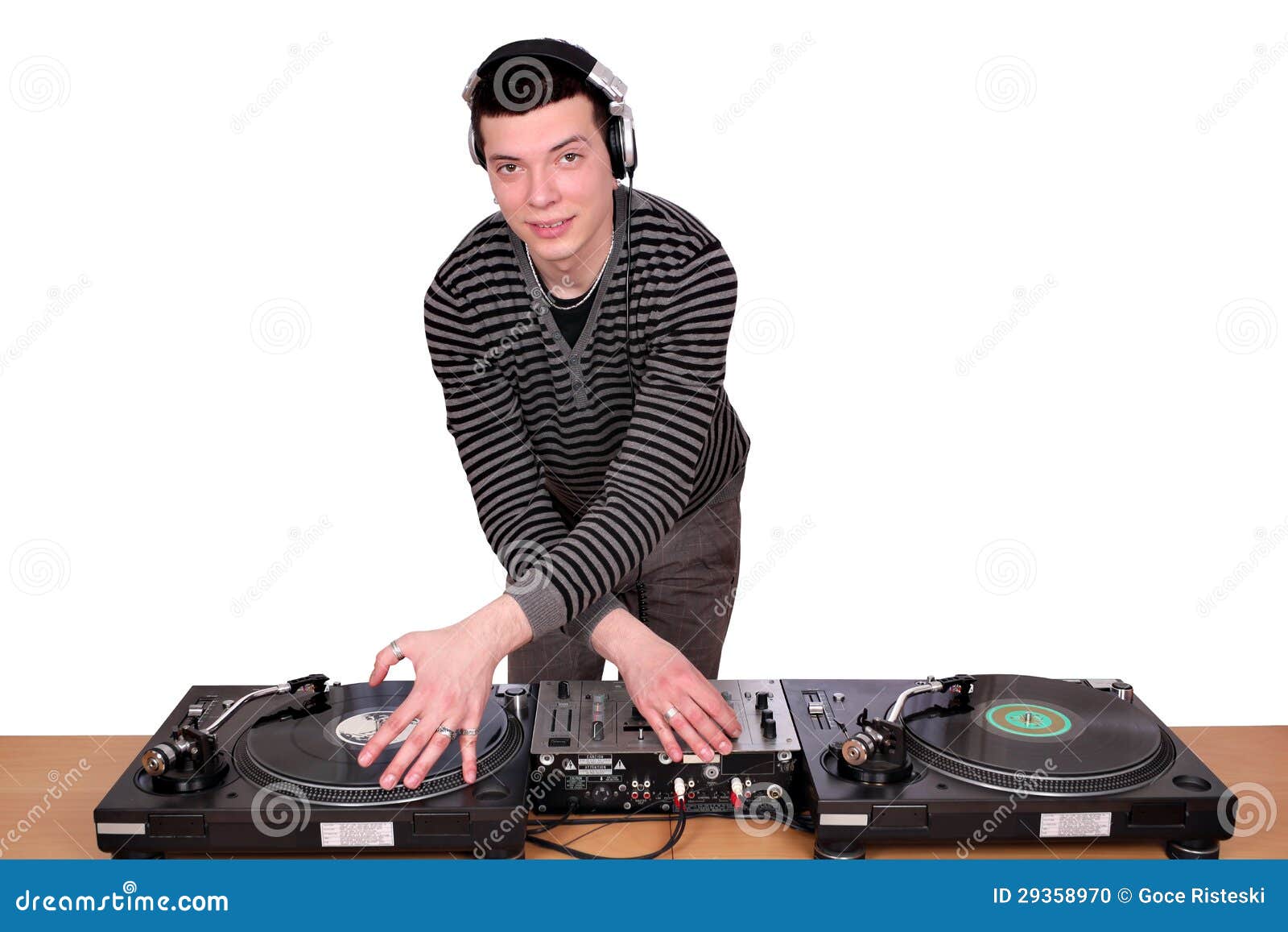 Dj with turntables stock photo. Image of male, person - 29358970