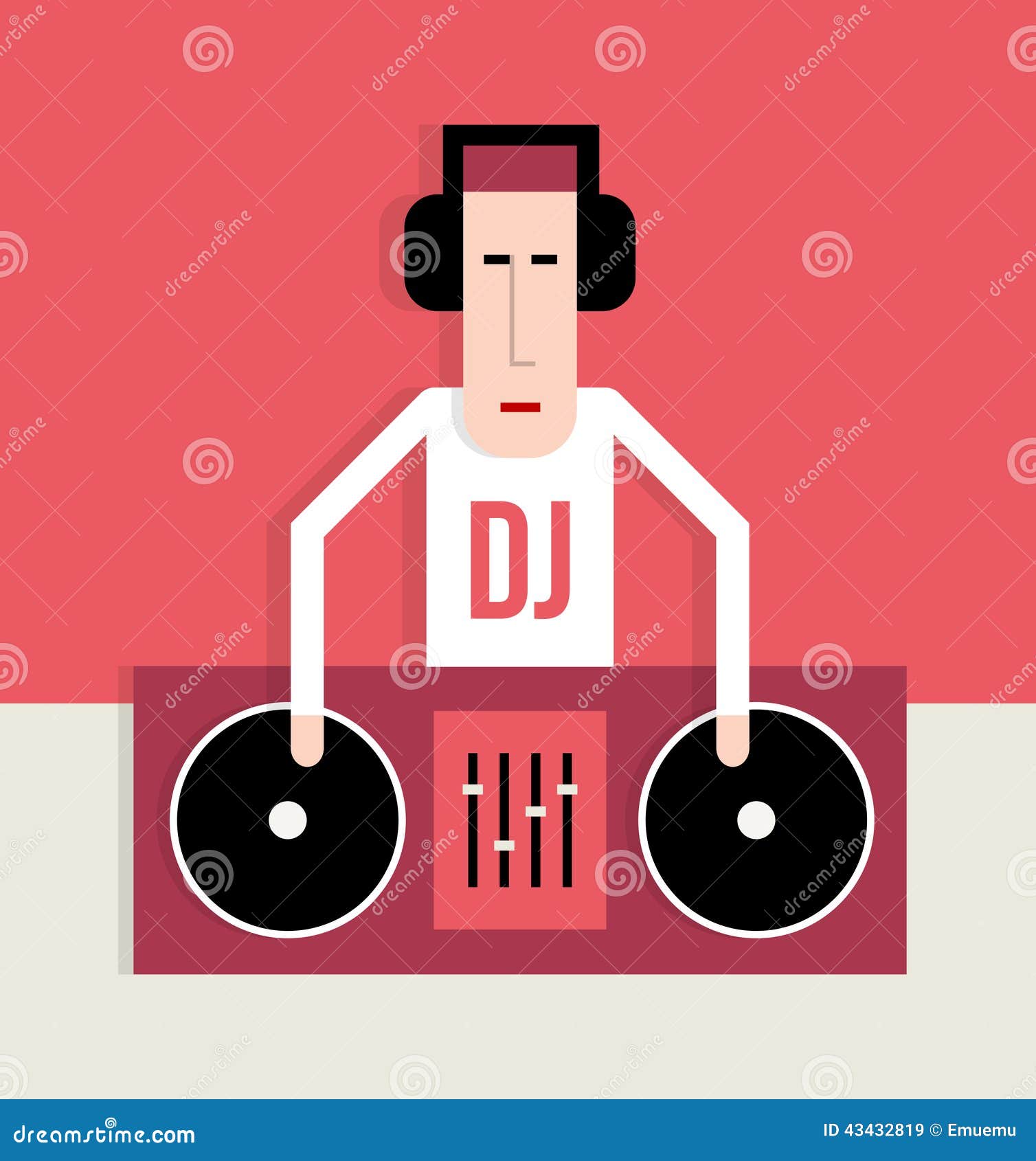 DJ with turntables stock vector. Illustration of clipart - 43432819