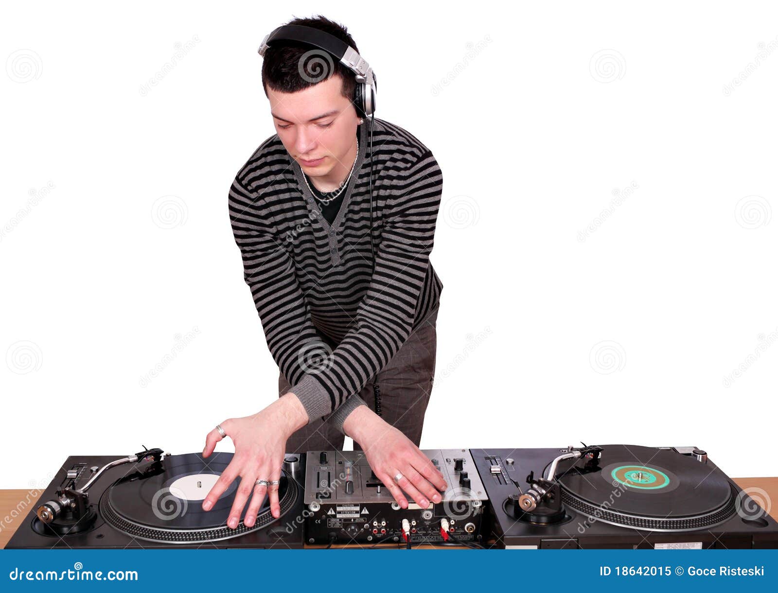 Dj with Turntables Play Music Stock Image - Image of person, play: 18642015