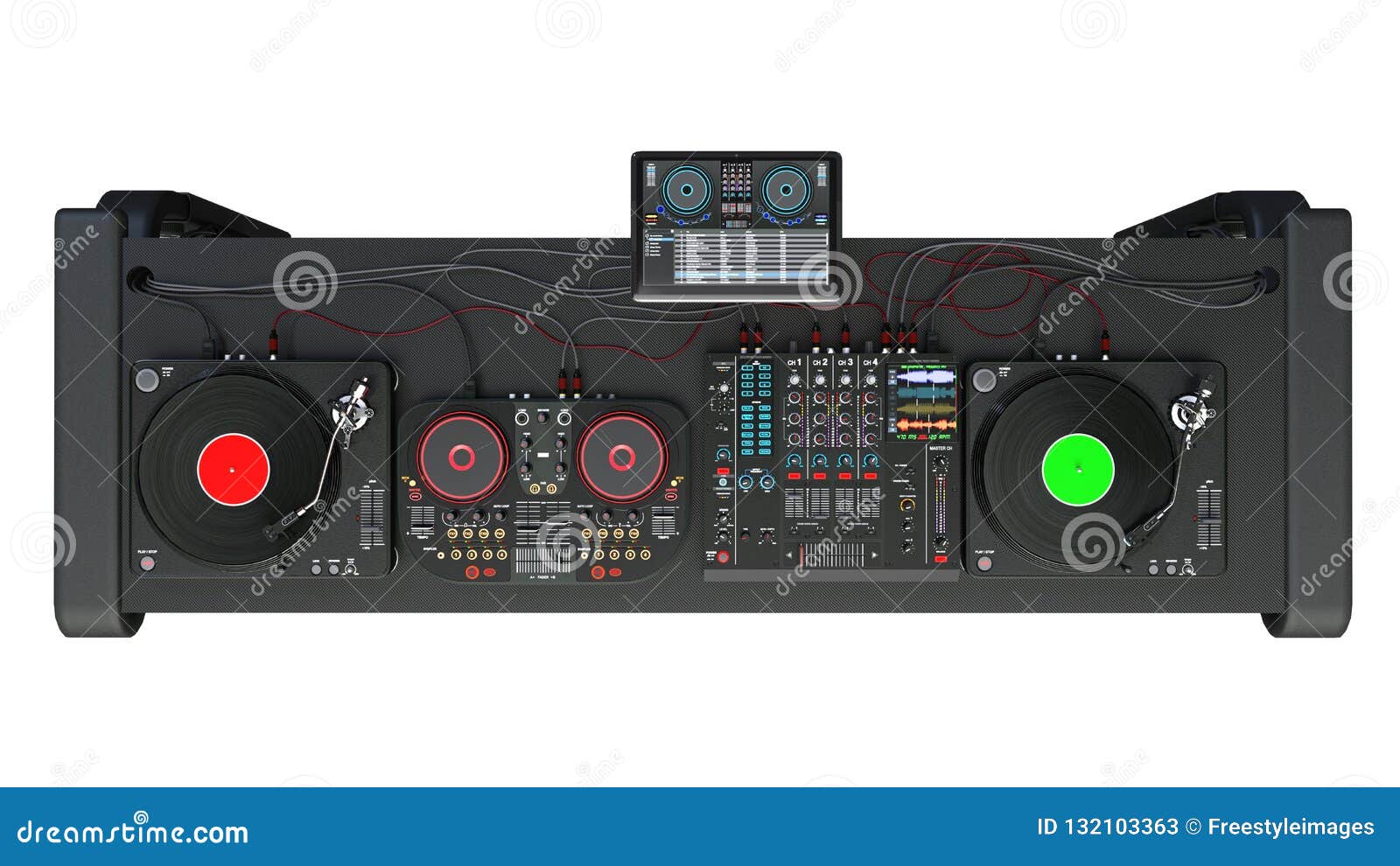 DJ Turntables Stand with Sound Mixers and Recording Audio Equipment ... DJ Turntables Stand with Sound Mixers and Recording Audio Equipment ...