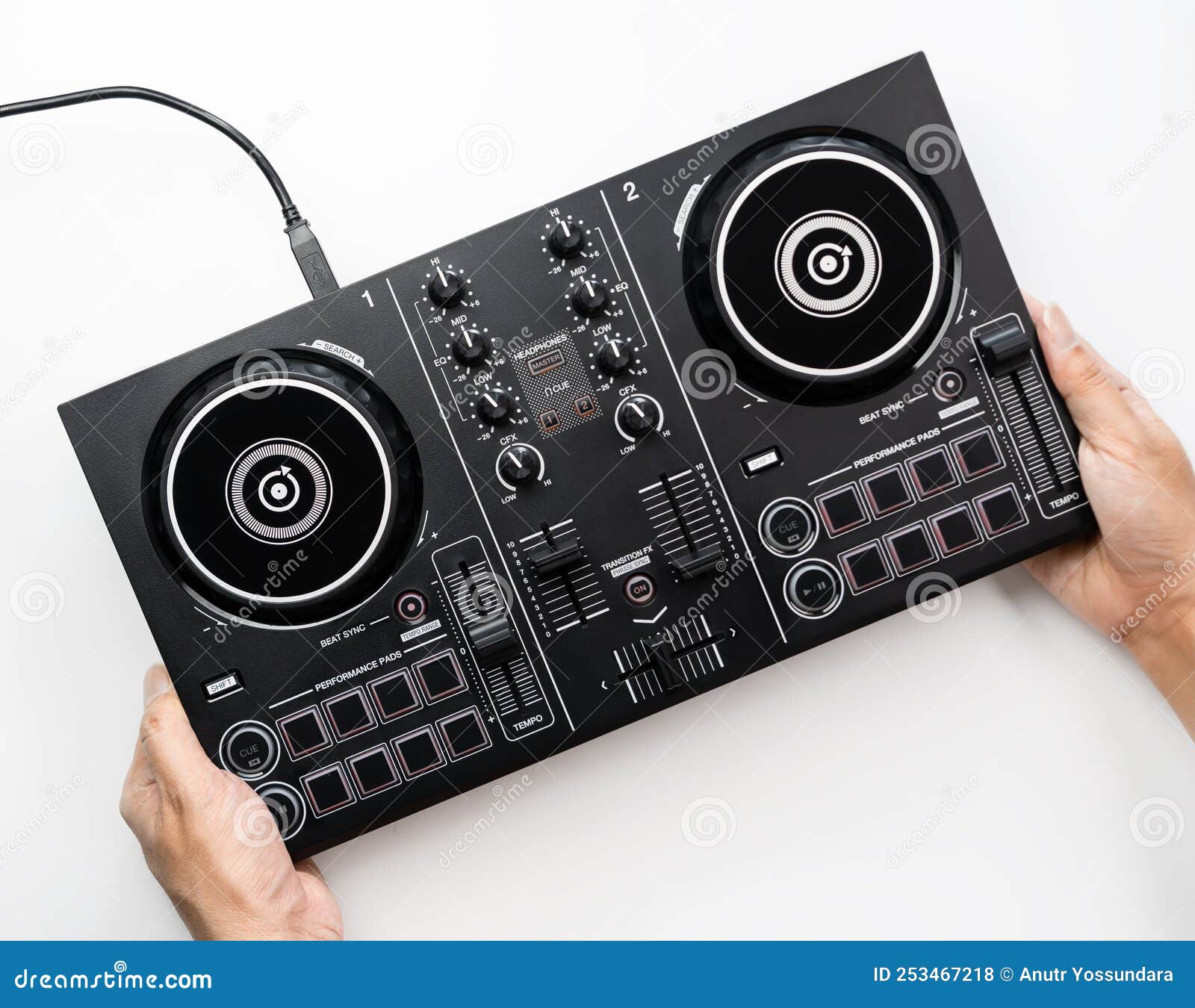 DJ Using the Digital DJ Deck Controller for Computer and Tablet, Top ...