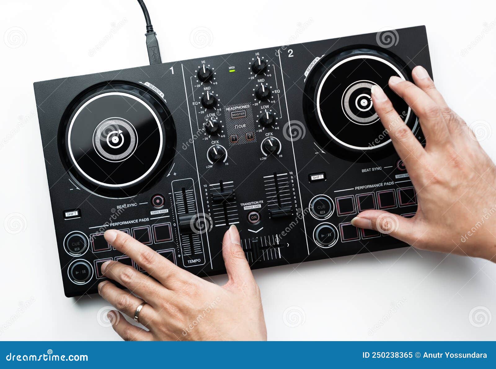 DJ is Using the Digital DJ Deck Controller for Computer and Tablet, Top ...