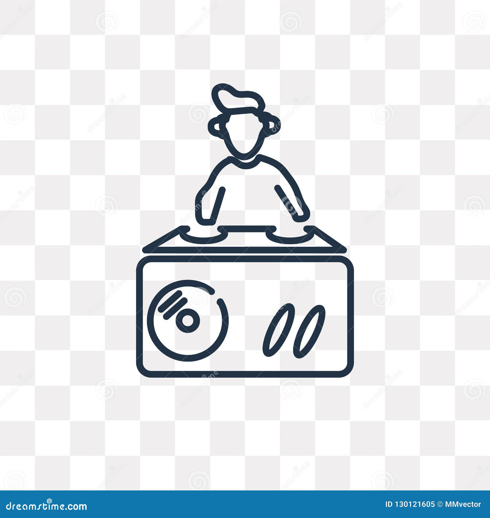 DJ Vector Icon Isolated on Transparent Background, Linear DJ ...