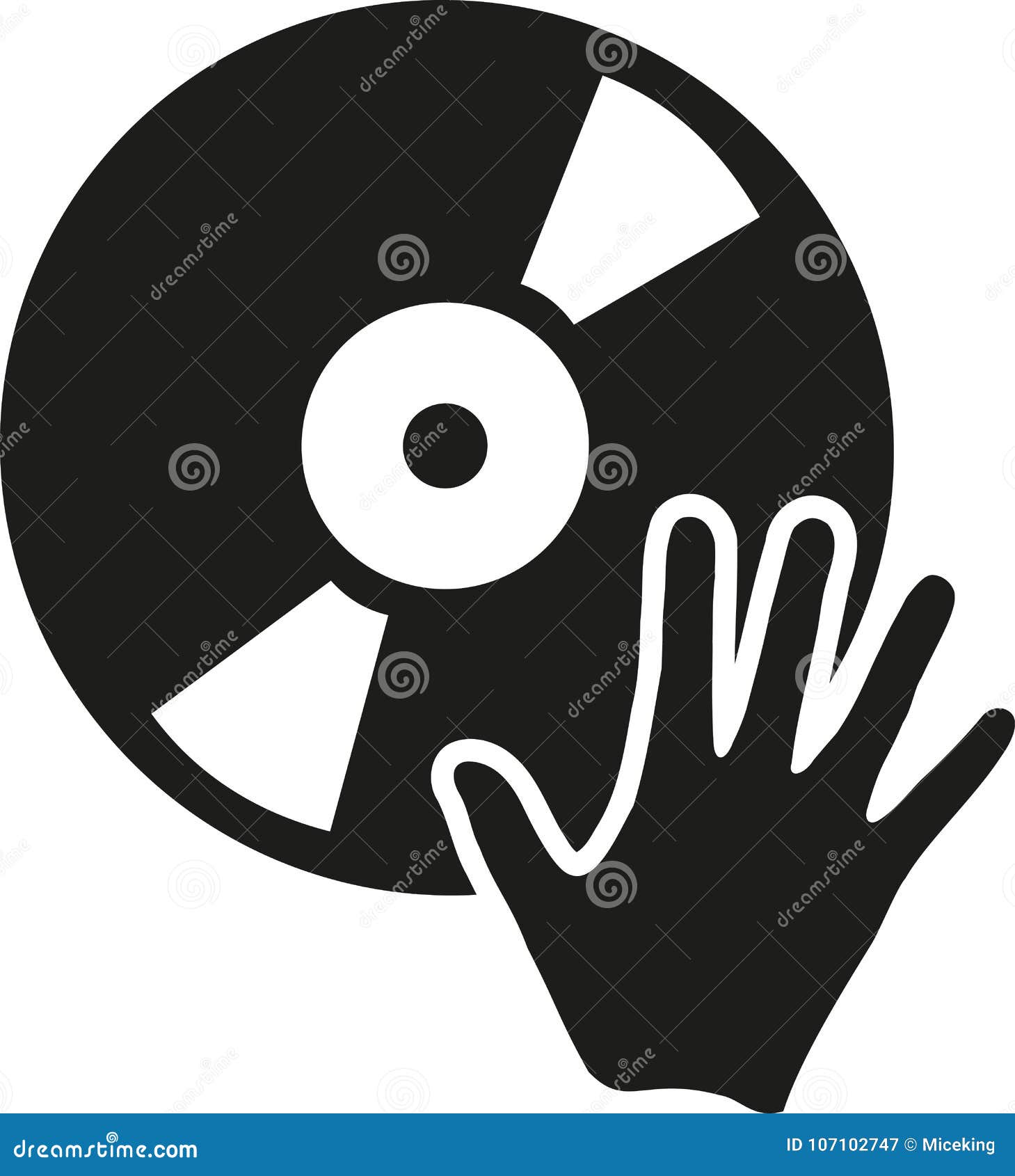 DJ vinyl with hand stock vector. Illustration of isolated - 107102747