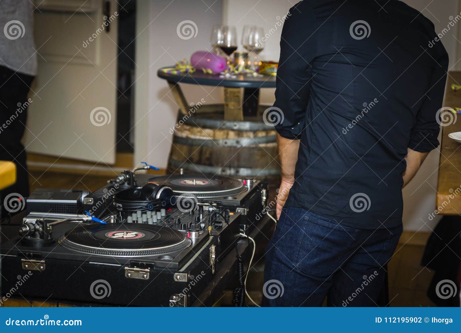 DJ Was Playing Music with Vinyl Plates Stock Photo - Image of disco ...