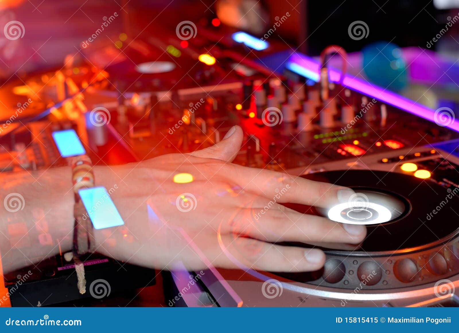 DJ at work stock image. Image of event, fader, fingers - 15815415