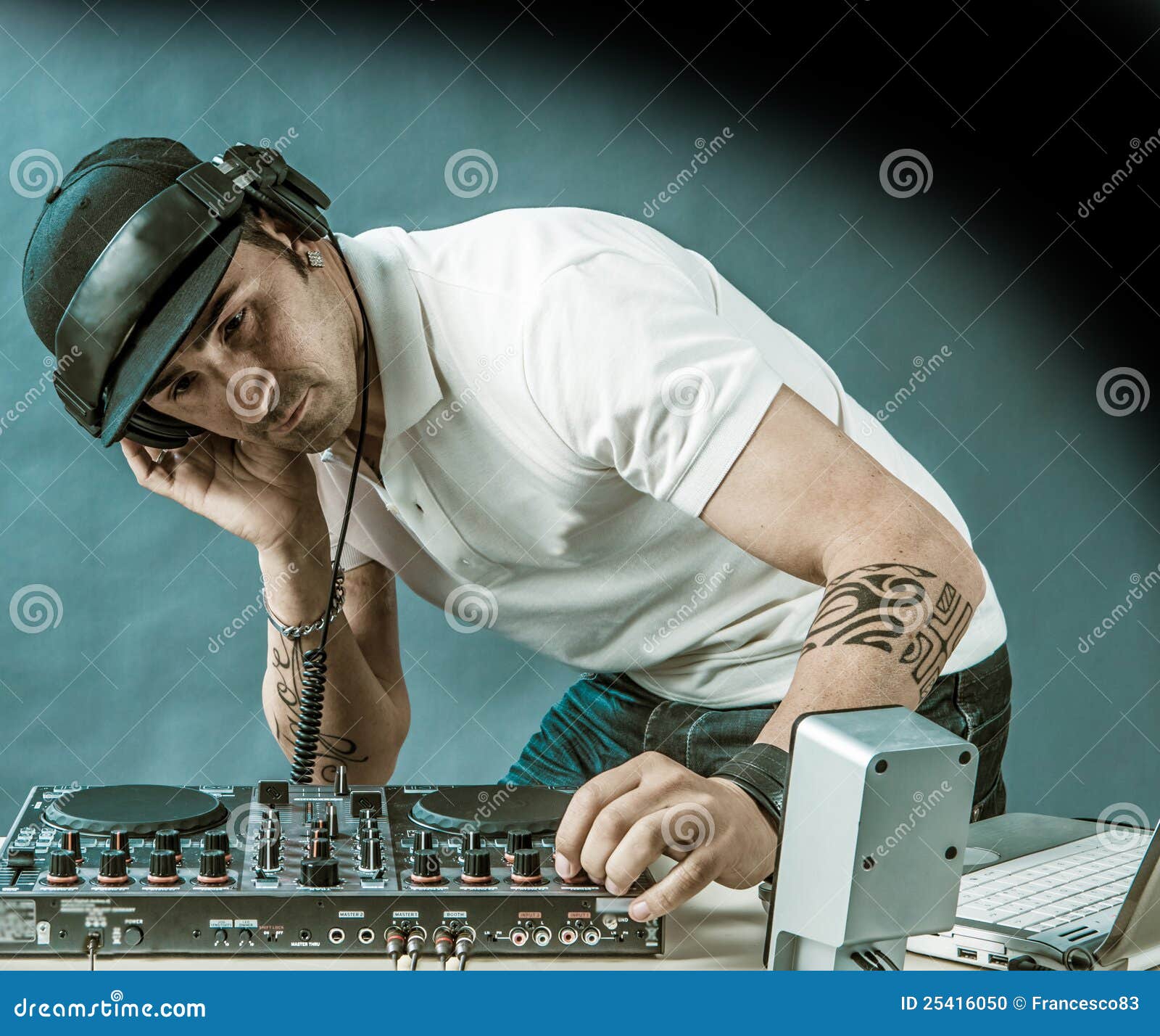 DJ at work stock photo. Image of covers, latin, disk - 25416050