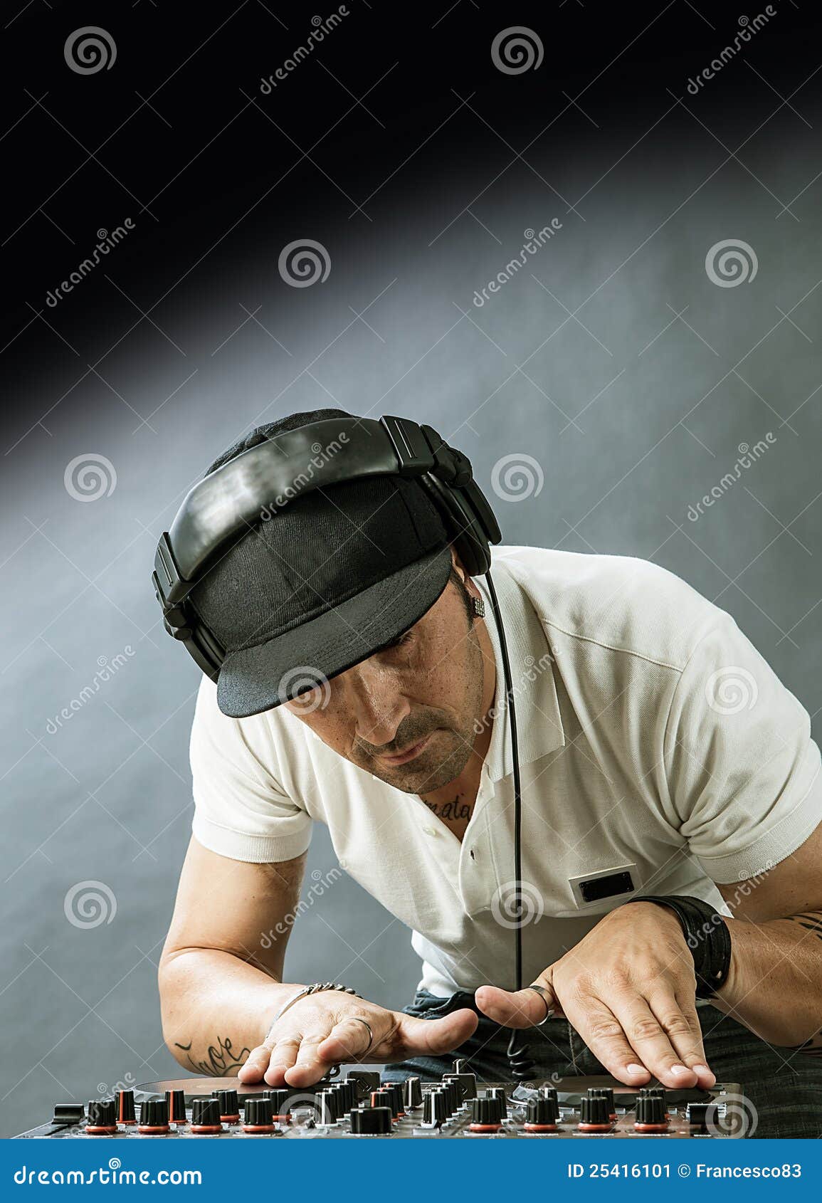 DJ at work stock image. Image of jockey, listen, work - 25416101