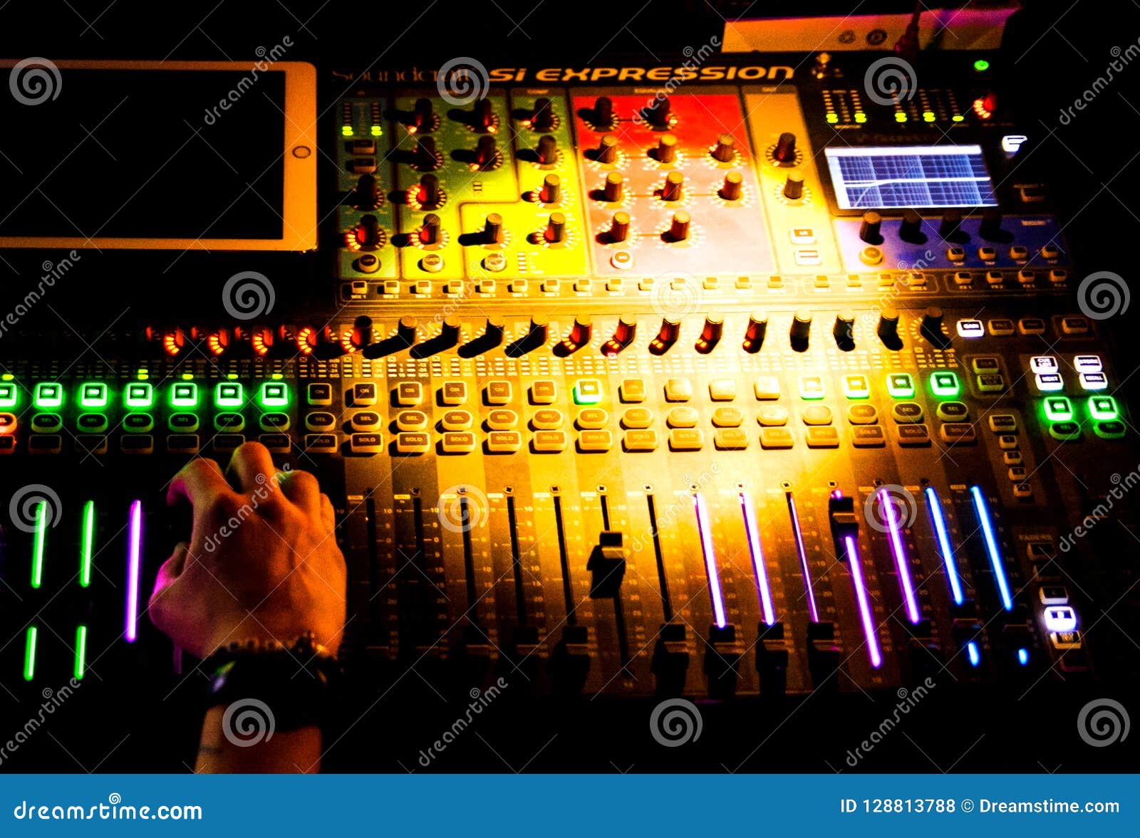 Dj at work in a nightclub stock photo. Image of record - 128813788