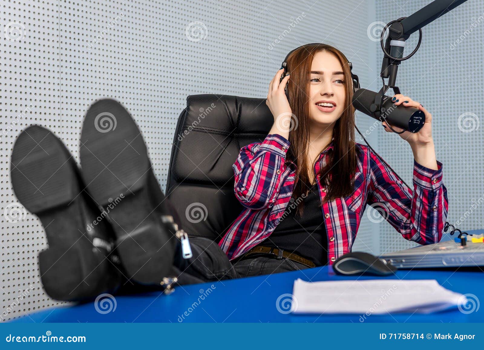 Dj working on the radio stock photo. Image of production - 71758714