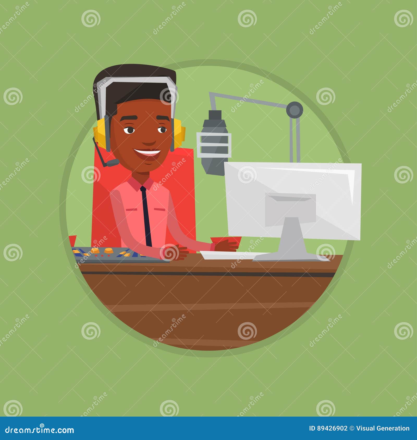 Dj Working on the Radio Vector Illustration Stock Vector - Illustration ...