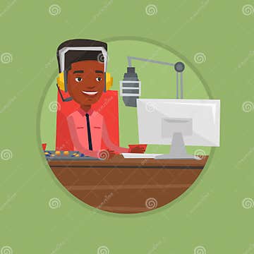 Dj Working on the Radio Vector Illustration Stock Vector - Illustration ...
