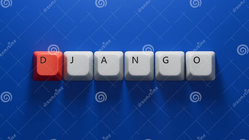 DJANGO Word Text from Computer Keyboard Keys Block Letters.close Up of ...