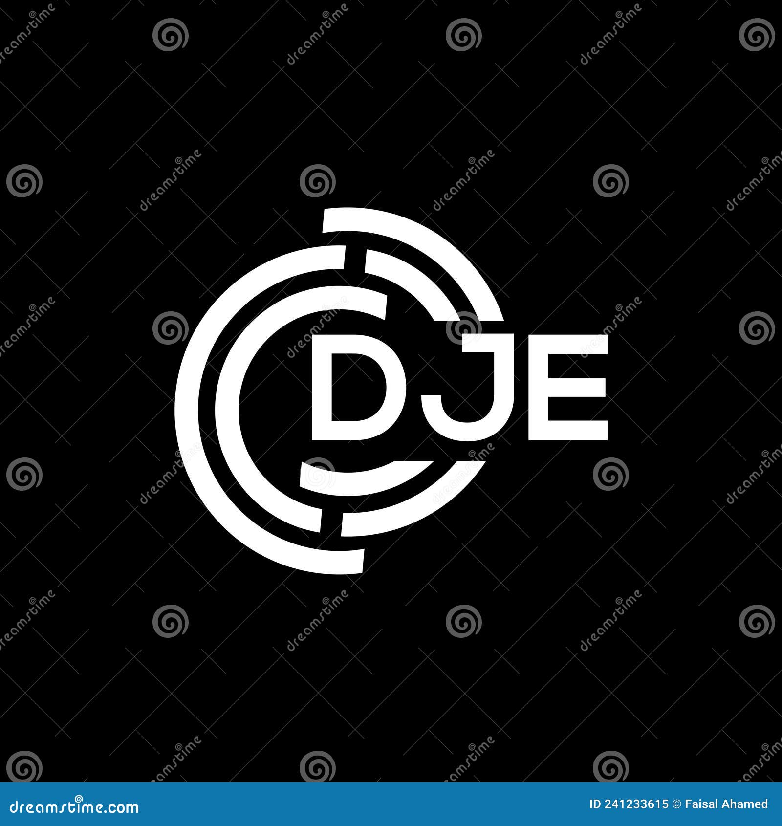 DJE Letter Logo Design on Black Background. DJE Creative Initials ...
