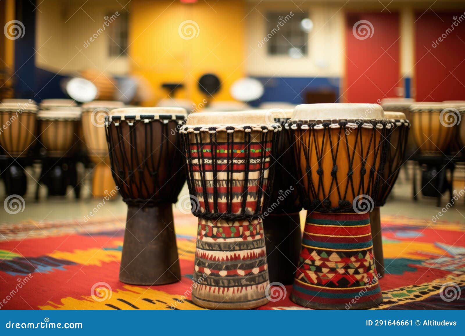 Djembe Drums Arranged for Kwanzaa Dance Rehearsal Stock Image - Image ...