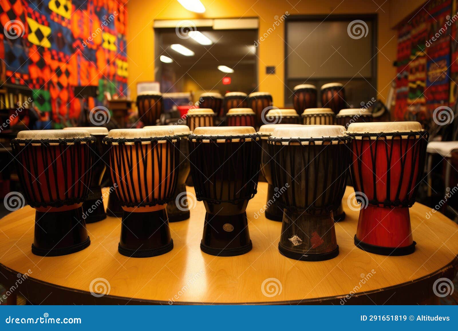 Djembe Drums Arranged for Kwanzaa Dance Rehearsal Stock Image - Image ...