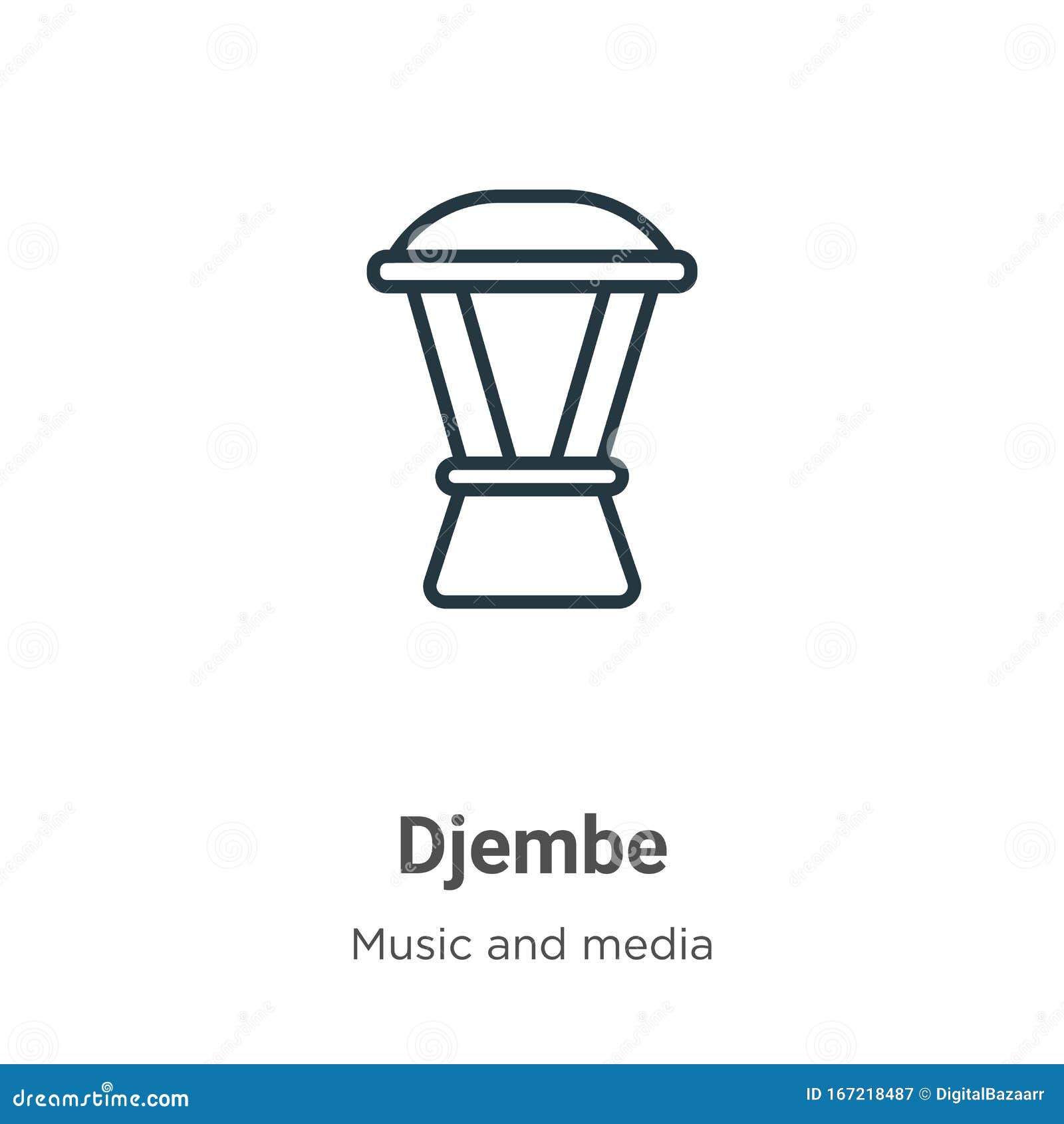 Djembe Outline Vector Icon. Thin Line Black Djembe Icon, Flat Vector ...