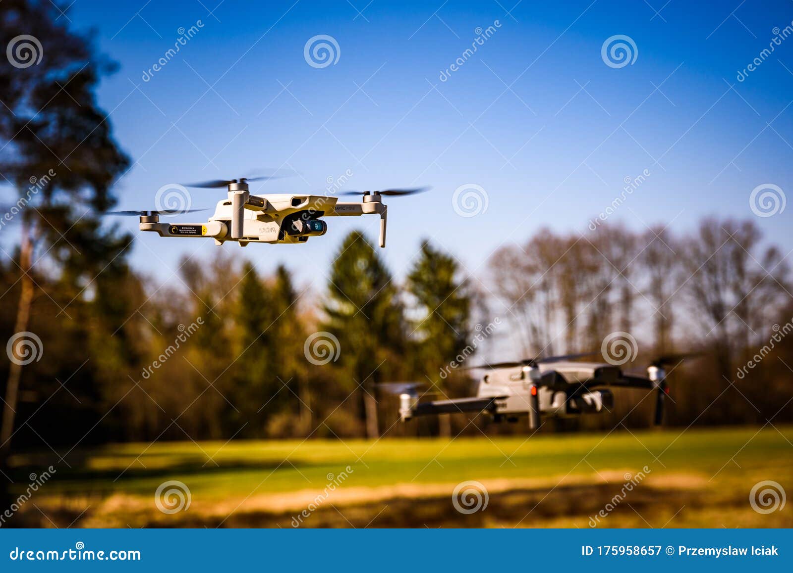 DJI Drones Mavic Mini and Mavic 2 Pro Flying Together. Size Difference ...