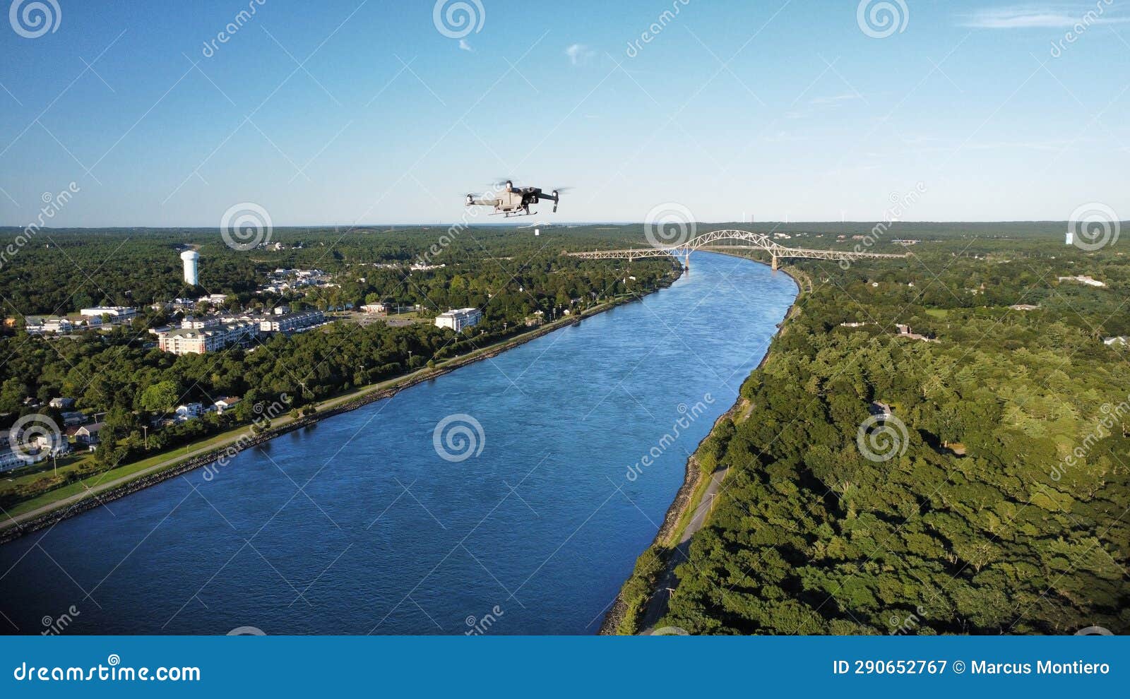 DJI Mavic Drone Over the Cape Cod Canal Stock Image - Image of water ...
