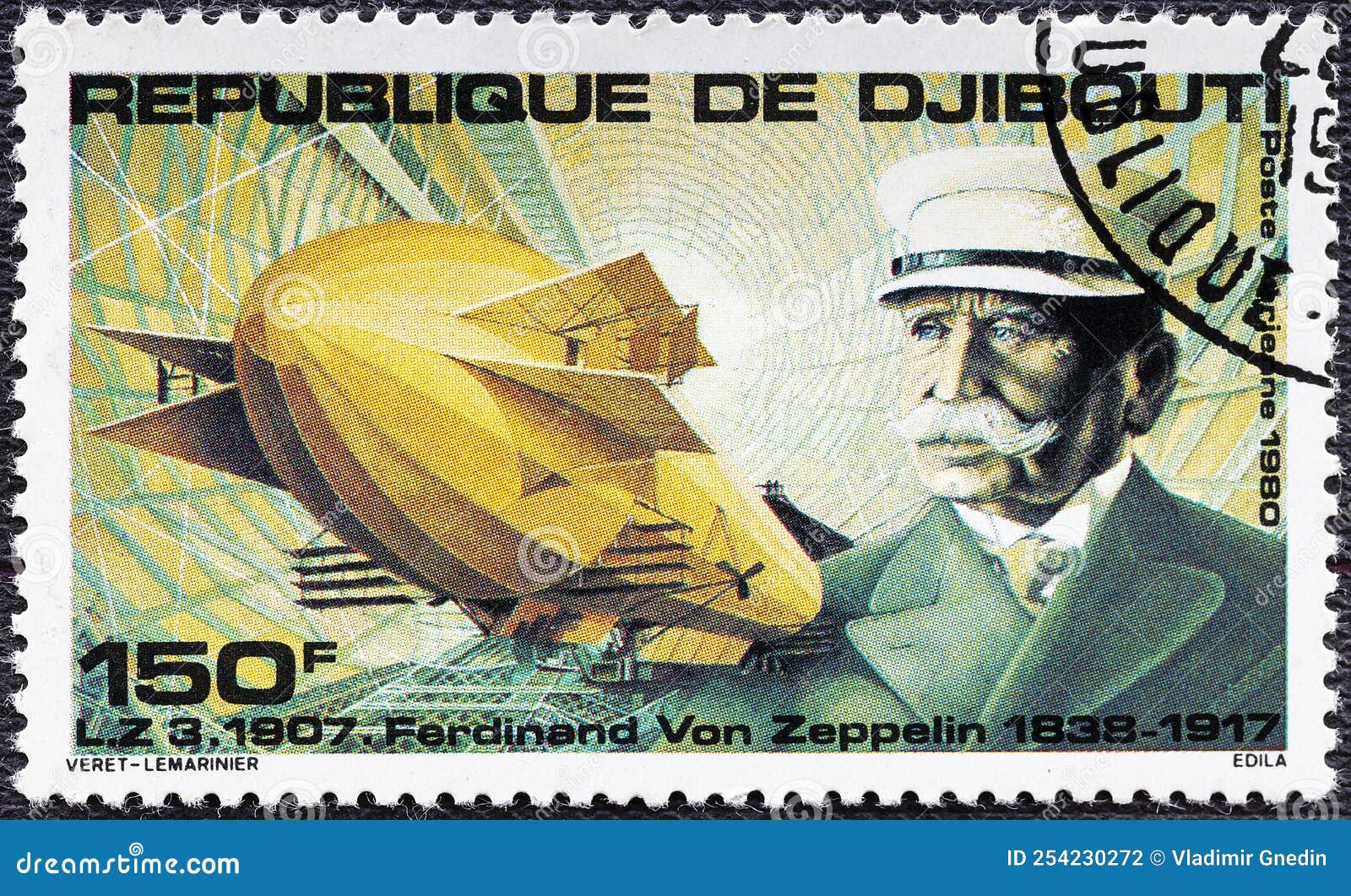 DJIBOUTI - CIRCA 1980: Stamp Printed by Djibouti, Shows Graf Zeppelin ...