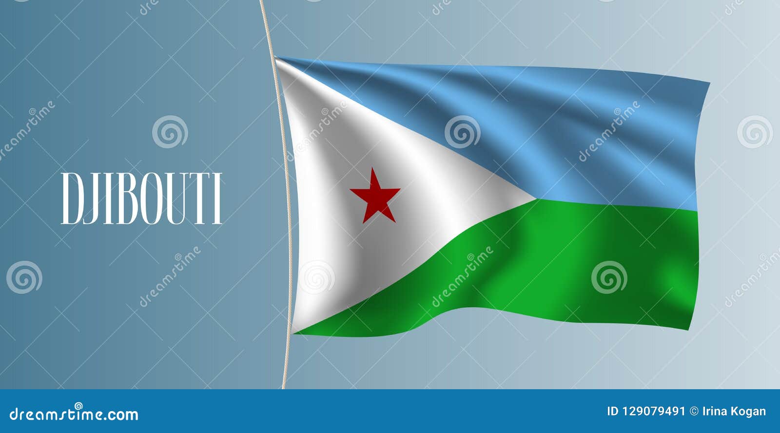 Djibouti Waving Flag Vector Illustration Iconic Design Element Stock