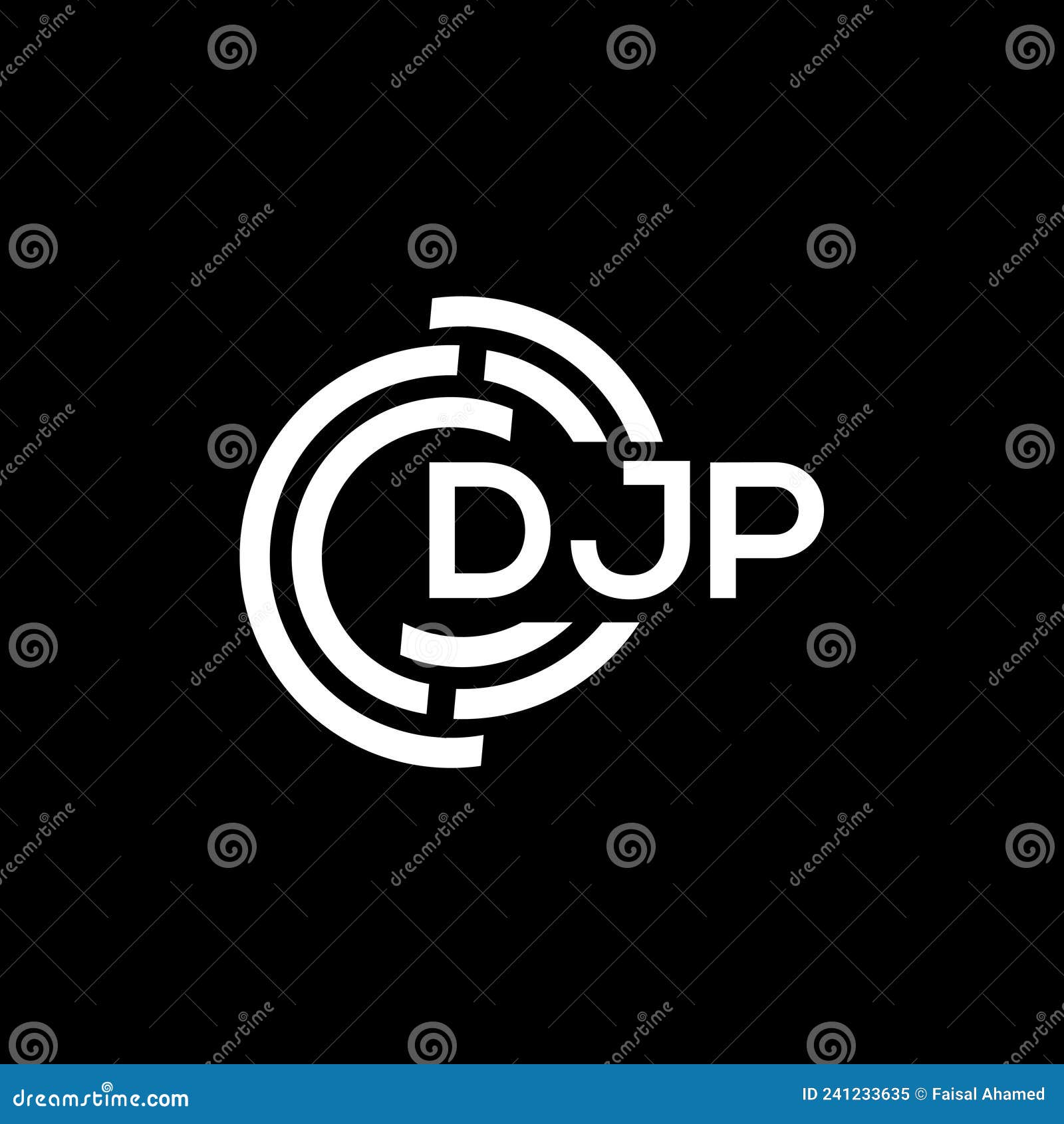 DJP Letter Logo Design on Black Background. DJP Creative Initials ...