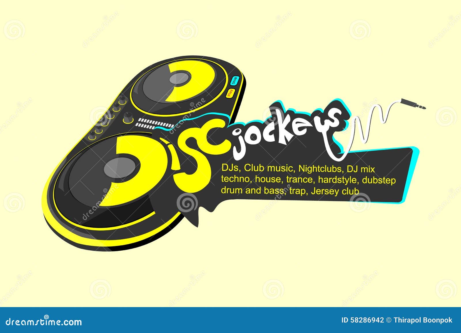 DJs Discjockeys Player Vector Stock Vector - Illustration of disco ...