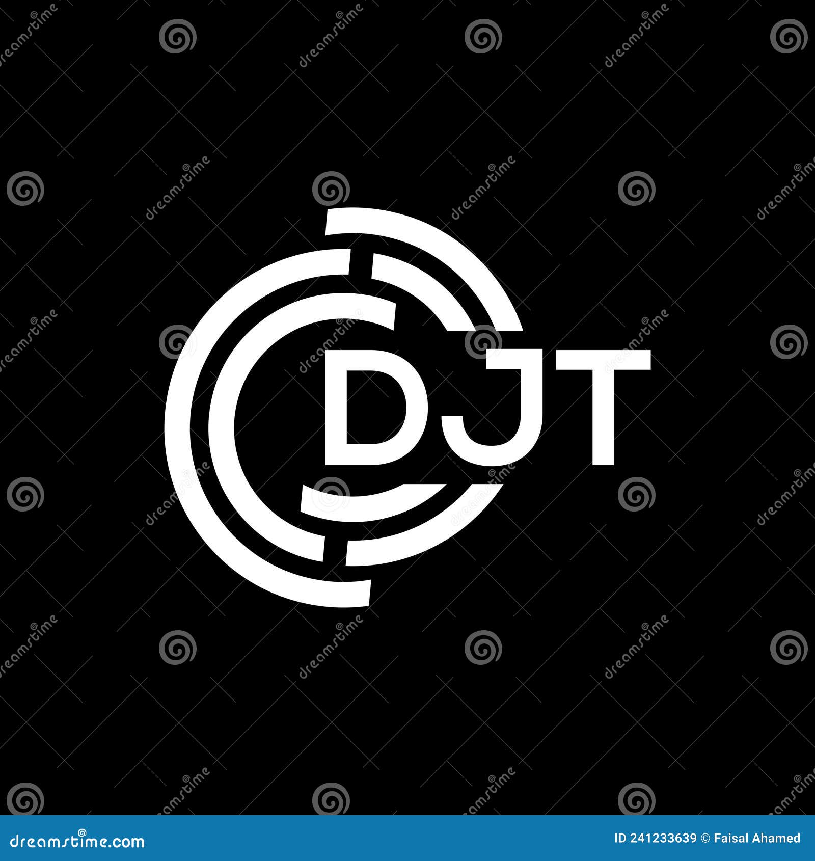 DJT Letter Logo Design on Black Background. DJT Creative Initials ...
