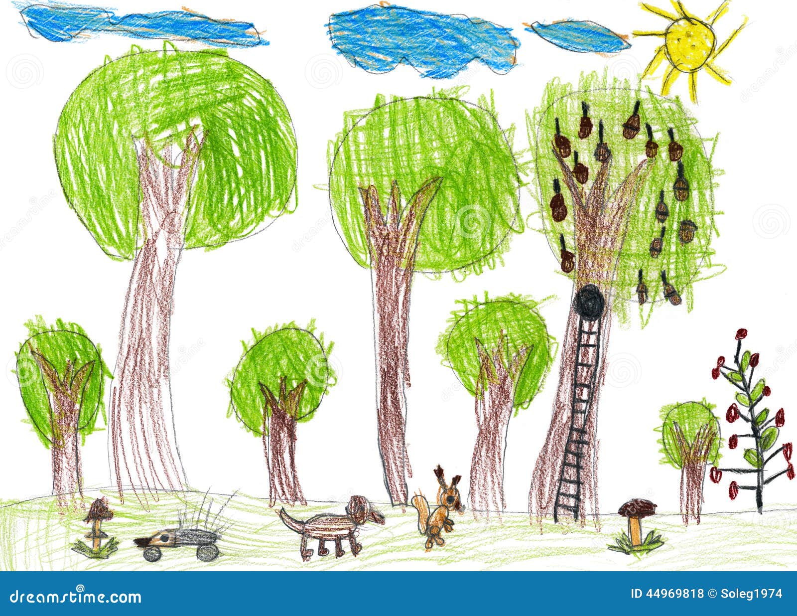 Djurliv Lik Ett Barn Teckning Stock Illustrationer - Illustration av ...