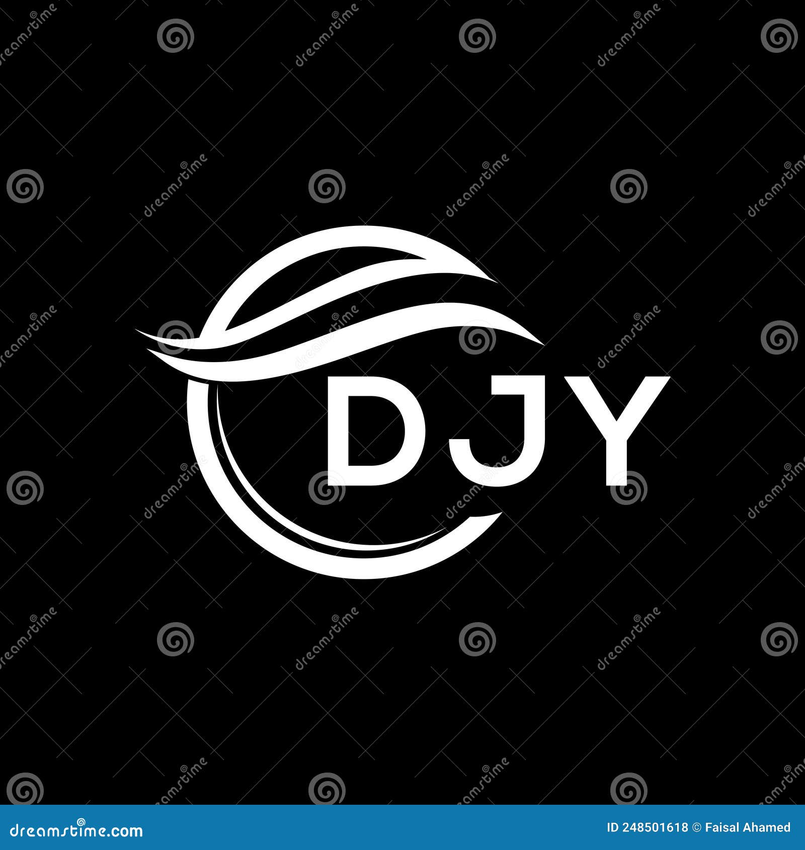 DJY Letter Logo Design on Black Background. DJY Creative Circle Letter ...