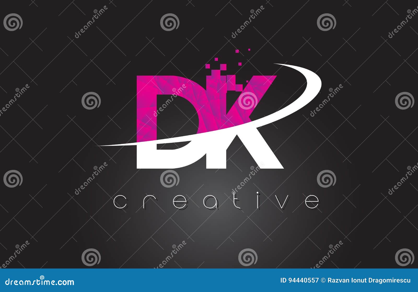 DK D K Creative Letters Design with White Pink Colors Stock Vector ...