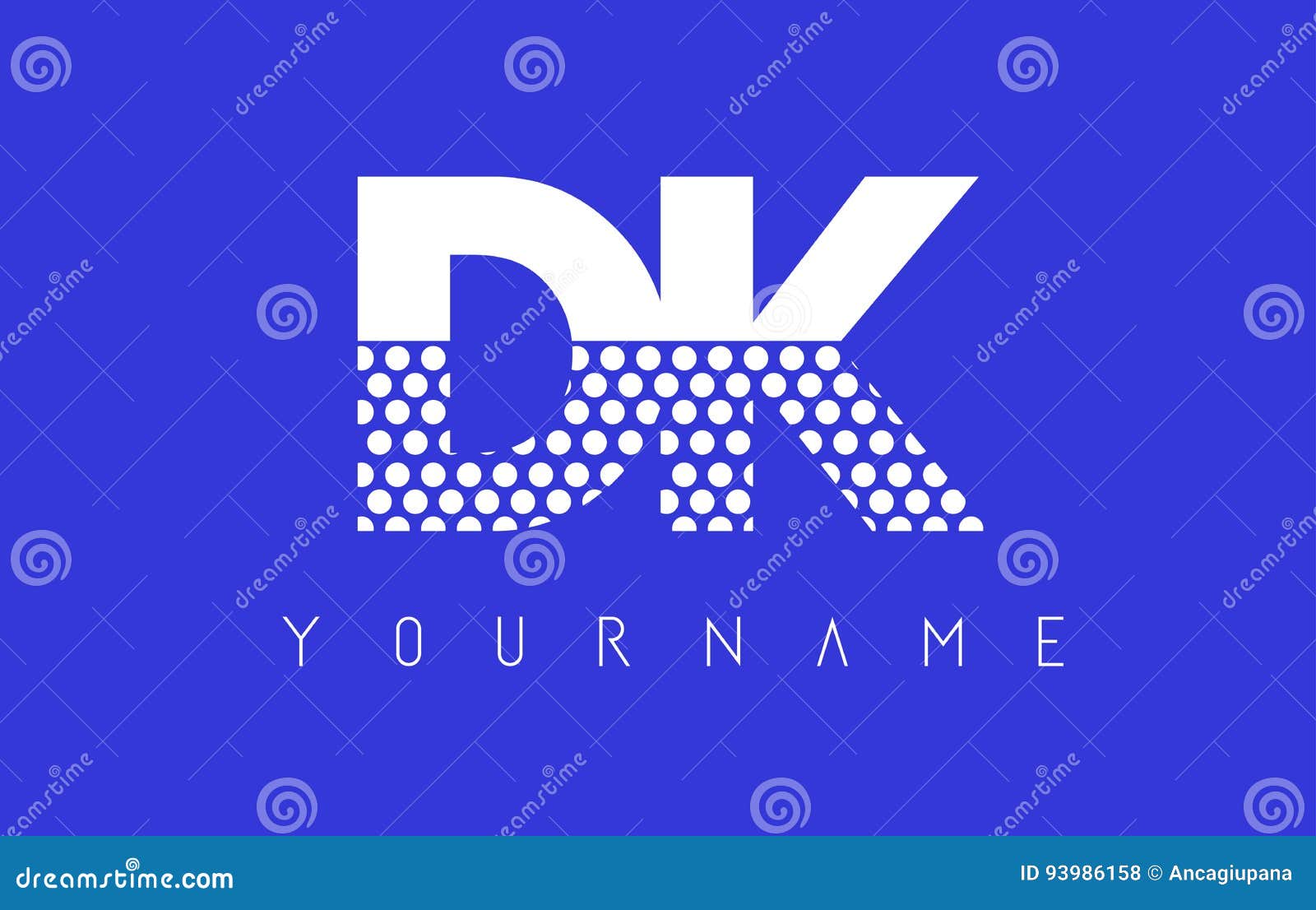 DK D K Dotted Letter Logo Design with Blue Background. Stock Vector ...
