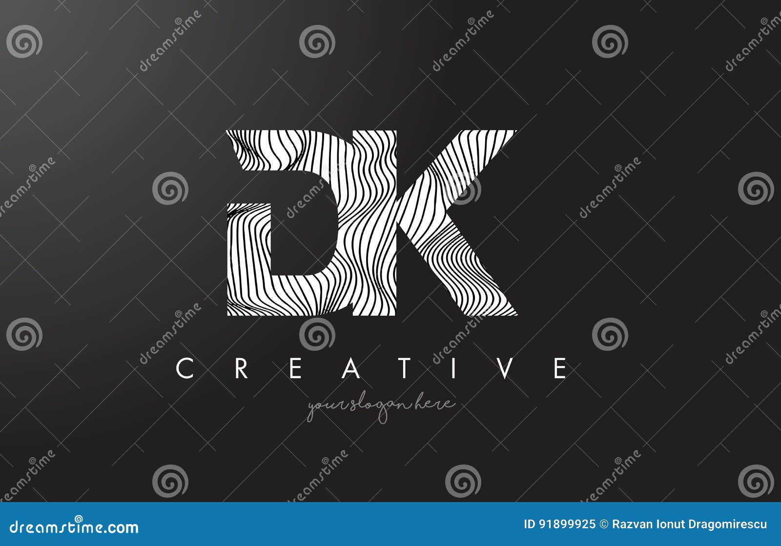 DK D K Letter Logo with Zebra Lines Texture Design Vector. Stock Vector ...