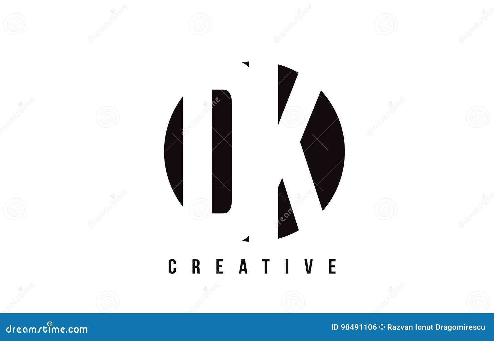 DK D K White Letter Logo Design with Circle Background. Stock Vector ...