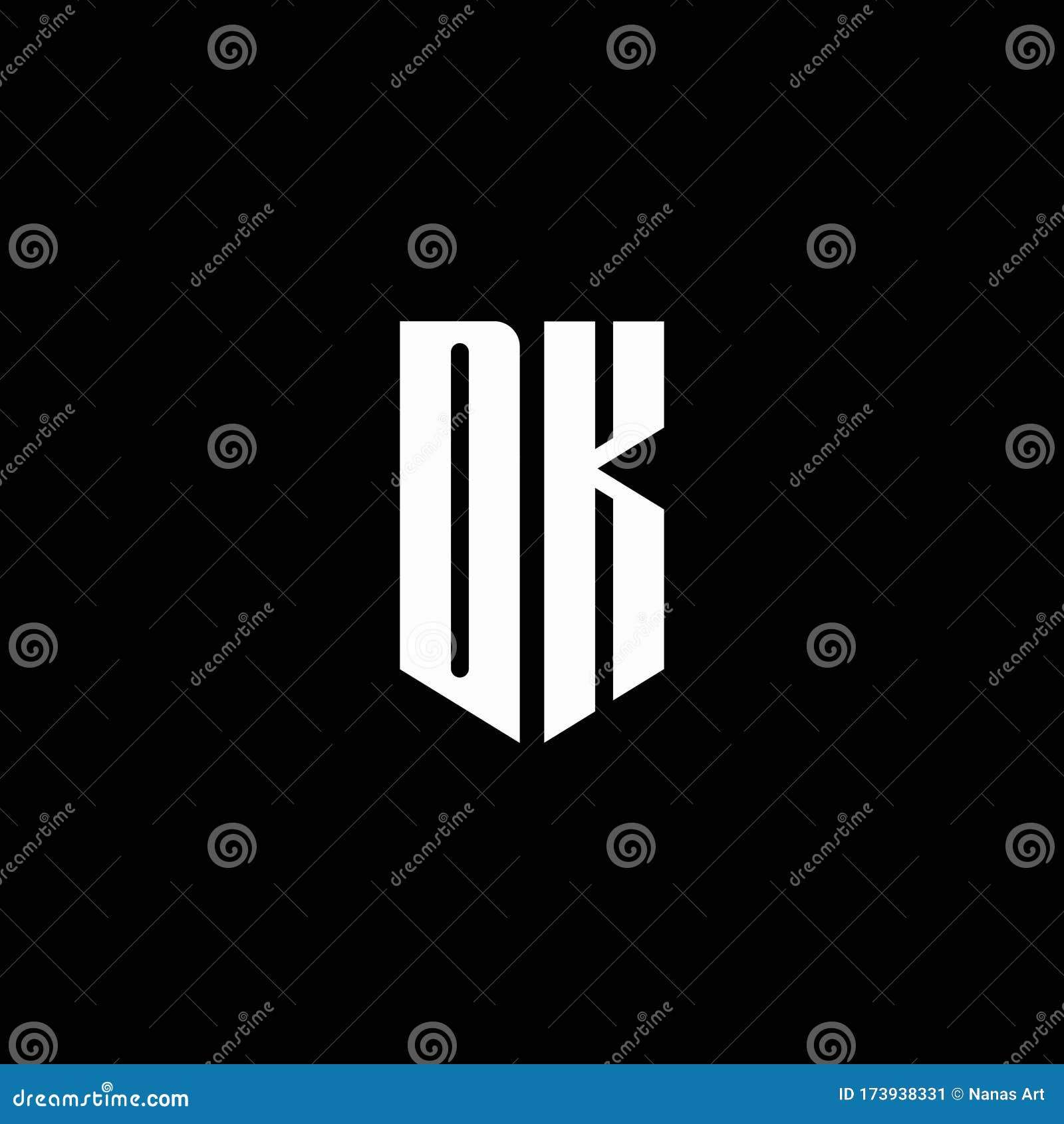 DK Logo Monogram with Emblem Style Isolated on Black Background Stock ...