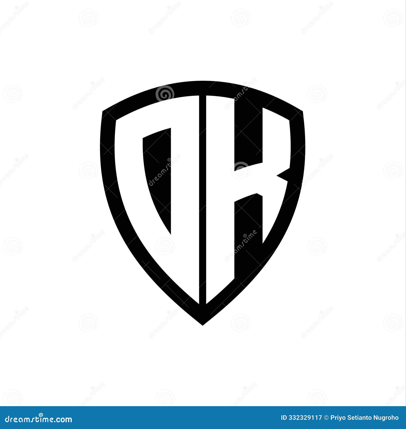 DK Monogram Logo with Bold Letters Shield Shape with Black and White ...