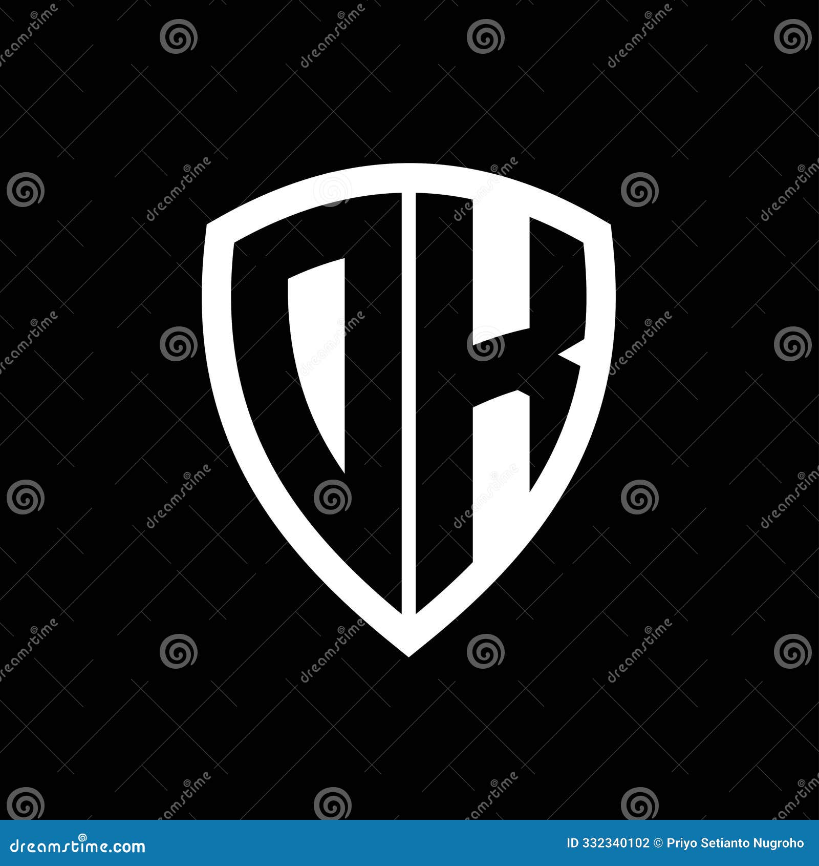 DK Monogram Logo with Bold Letters Shield Shape with Black and White ...