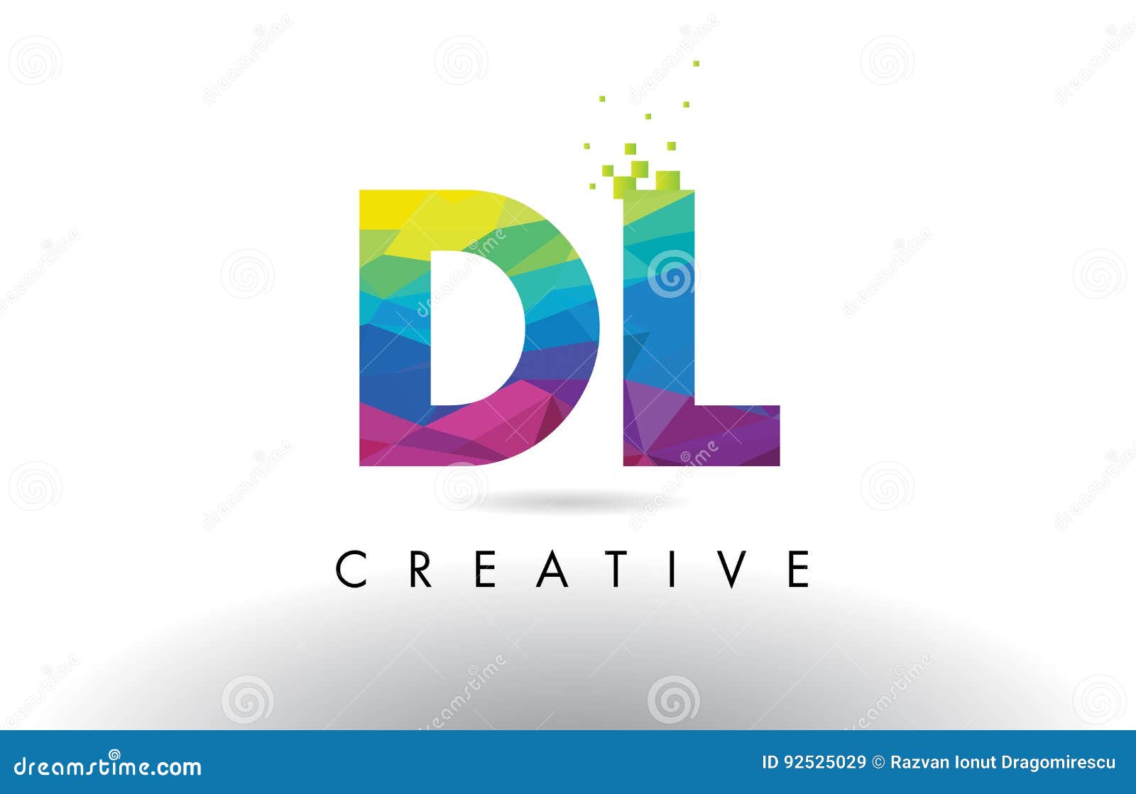 DL D L Colorful Letter Origami Triangles Design Vector. Stock Vector ...