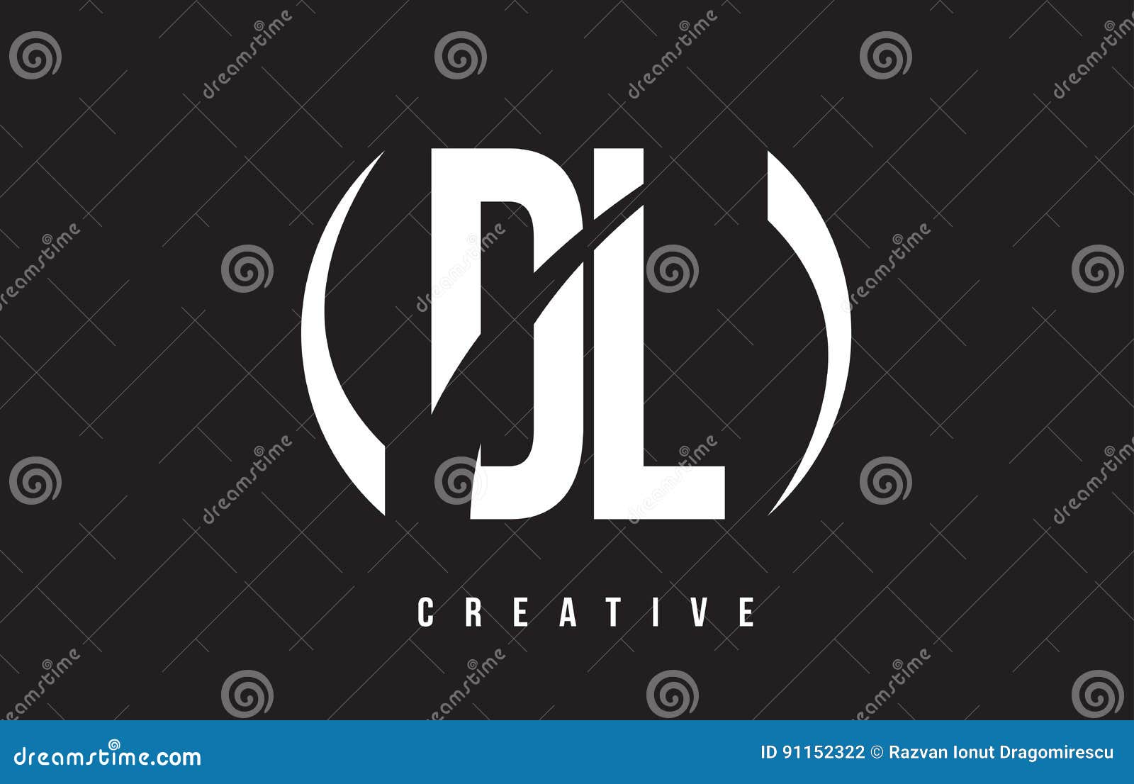 DL D L White Letter Logo Design with Black Background. Stock Vector ...
