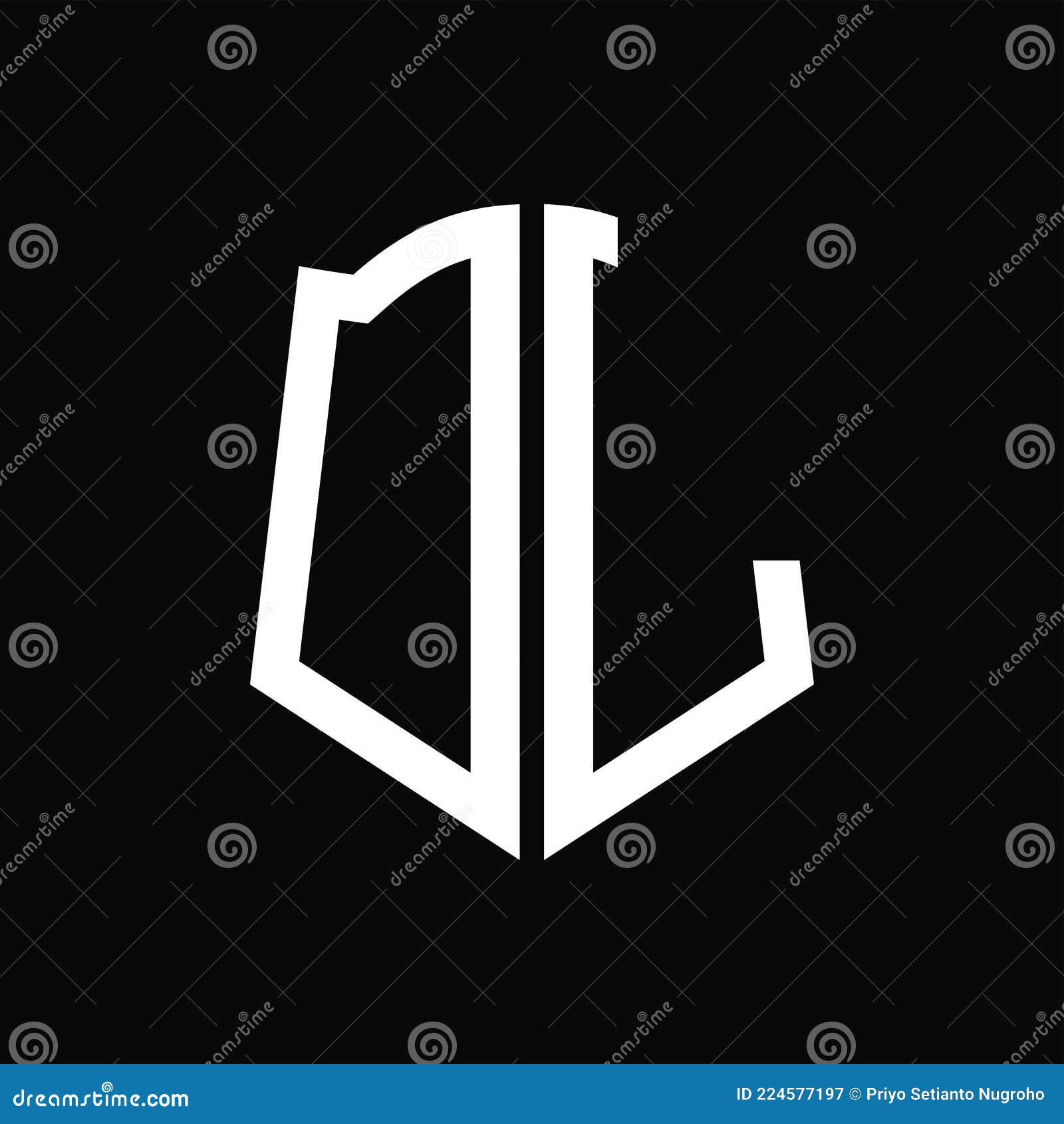 DL Logo Monogram with Shield Shape Ribbon Design Template Stock Vector ...