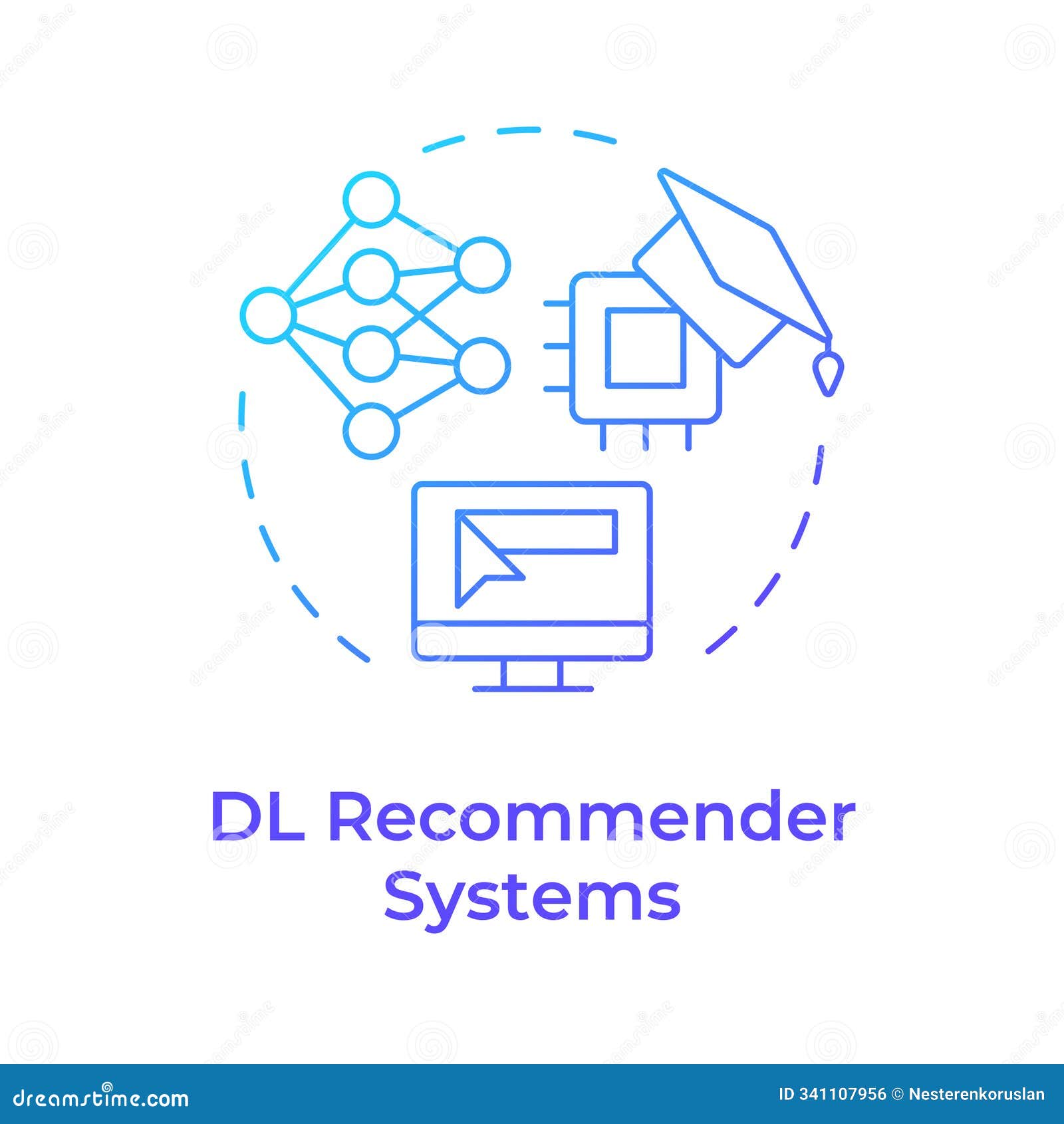 DL Recommender Systems Blue Gradient Concept Icon Stock Illustration ...