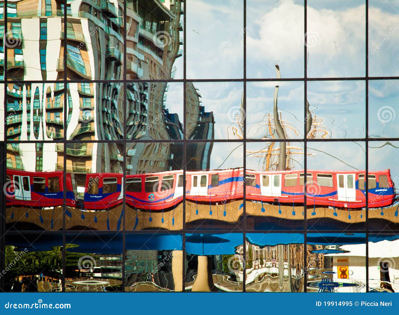 DLR train reflection stock image. Image of mirror, district - 19914995