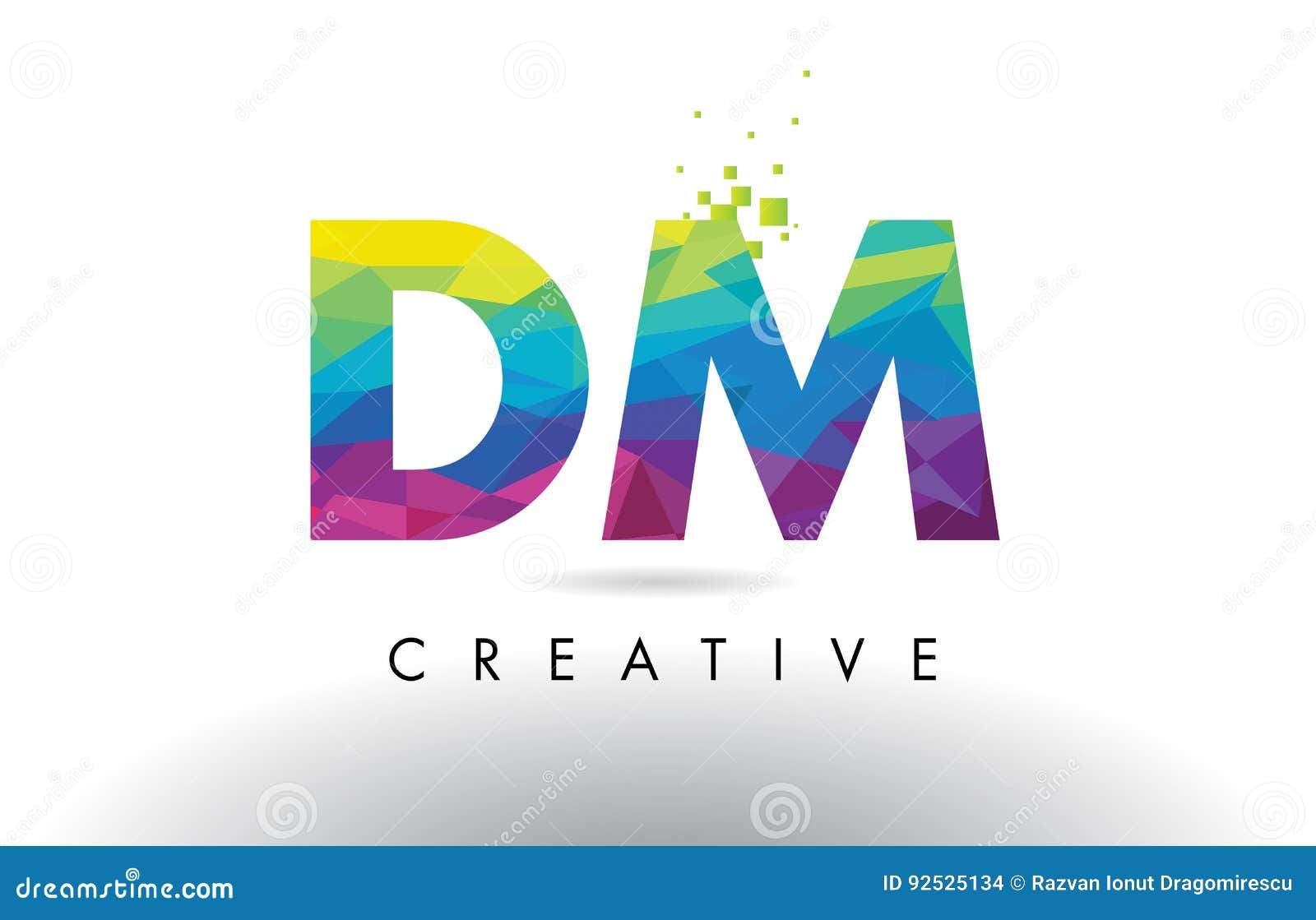DM D M Colorful Letter Origami Triangles Design Vector. Stock Vector ...