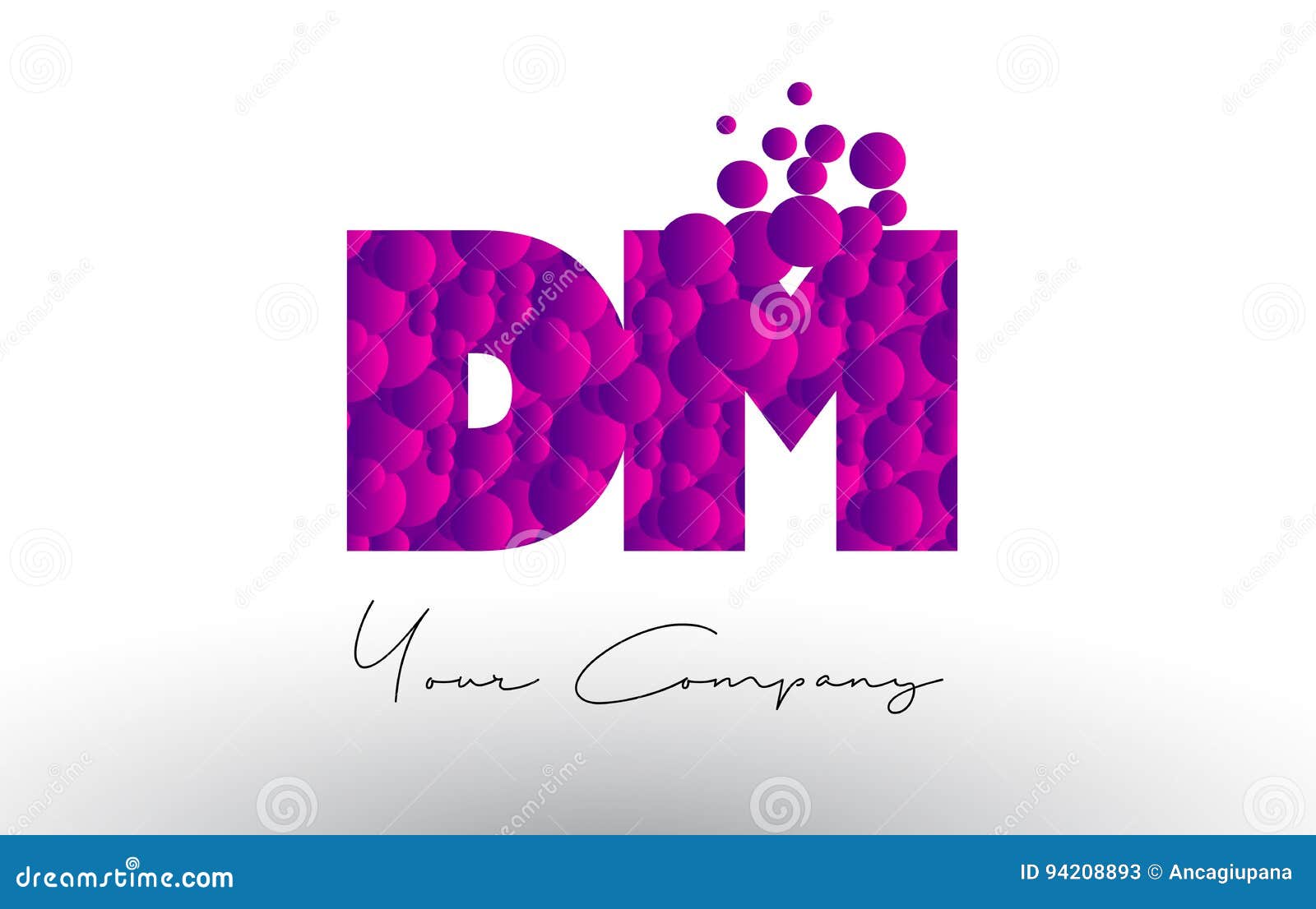 DM D M Dots Letter Logo with Purple Bubbles Texture. Stock Vector ...